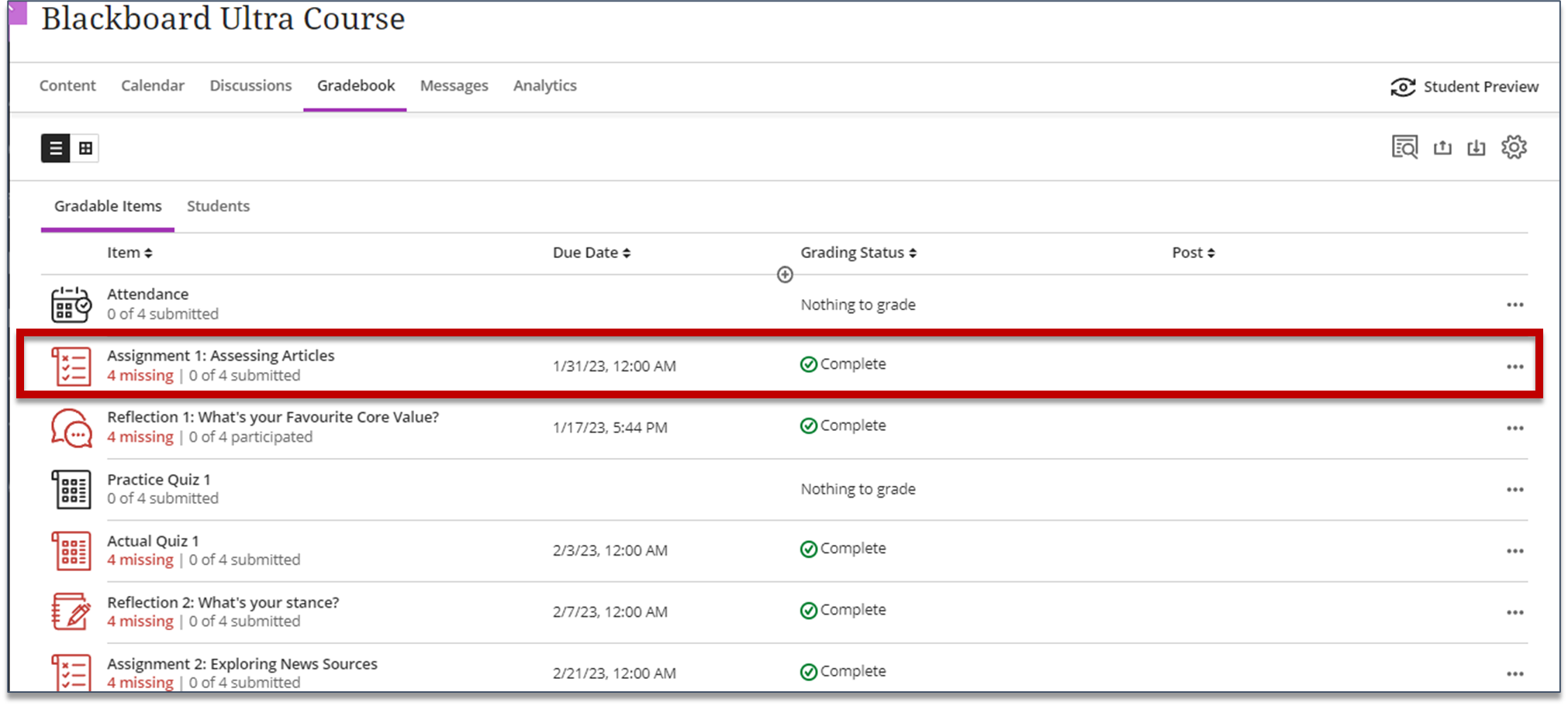 Grading an Individual Assignment | Blackboard Ultra | Seneca Polytechnic