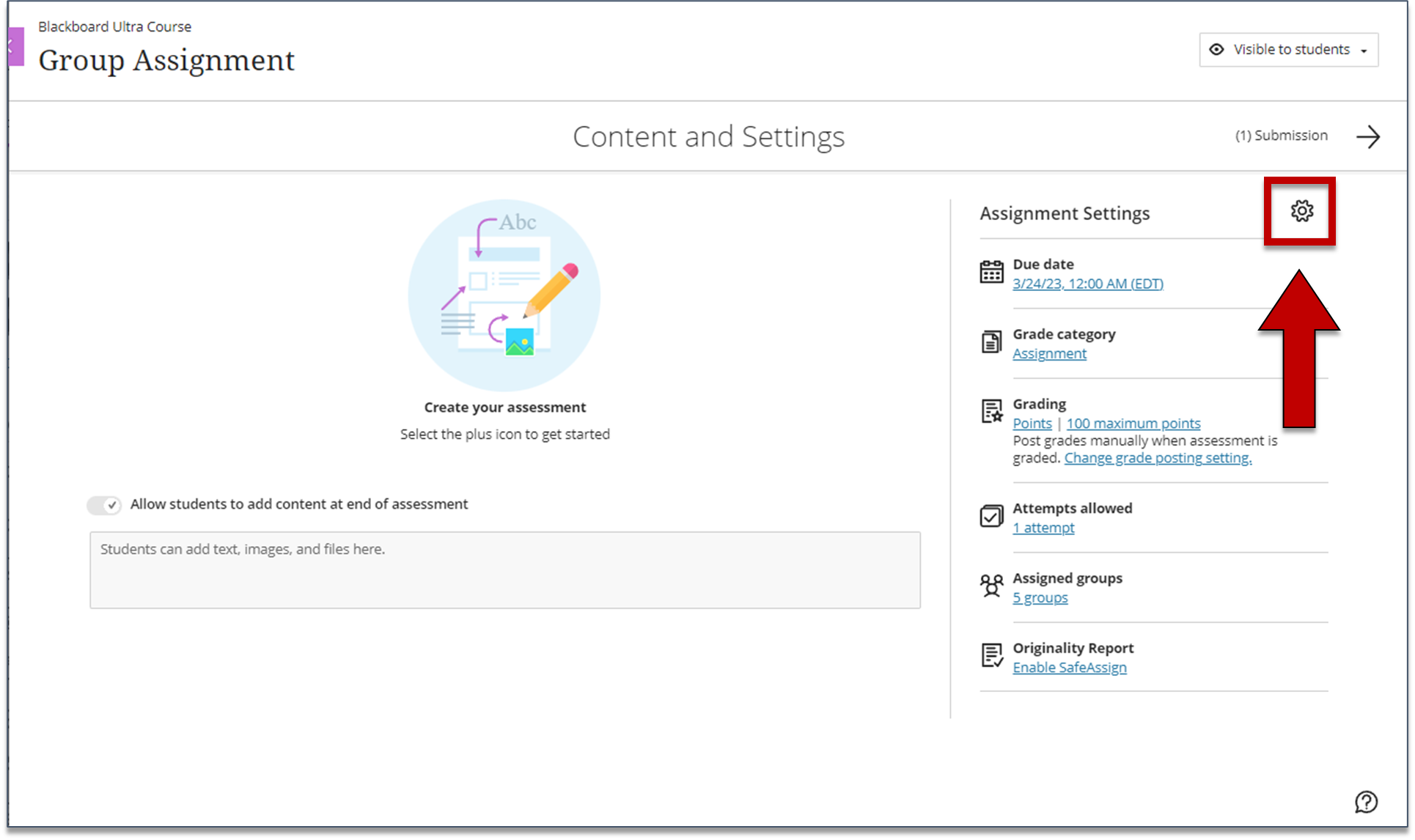 Enabling SafeAssign for Assessments | Blackboard Ultra | Seneca Polytechnic
